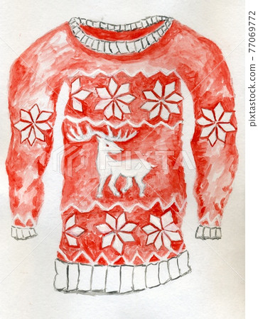 Red Xmas sweater art - Stock Illustration [77069772] - PIXTA