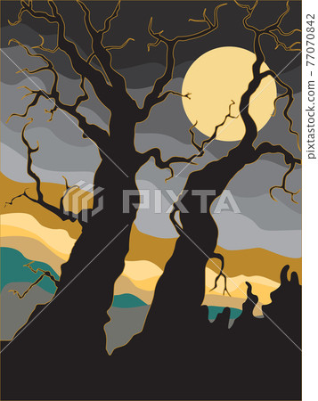 Old tree at night - Stock Illustration [77070842] - PIXTA