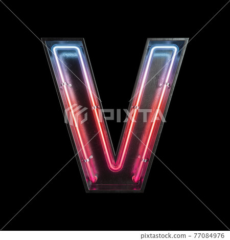 Neon Light Alphabet V with clipping path. - Stock Illustration ...