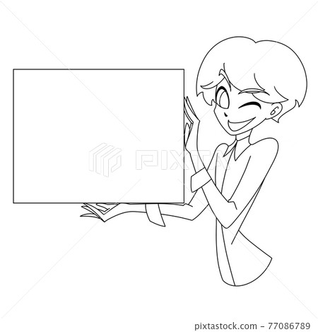 Information Boy line drawing - Stock Illustration [77086789] - PIXTA