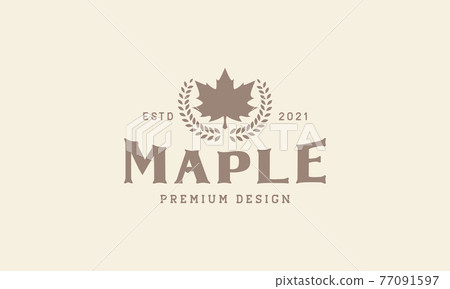 leaf maple vintage style logo vector symbol... - Stock Illustration ...