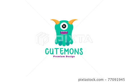 colorful monster with single eye logo symbol... - Stock Illustration ...