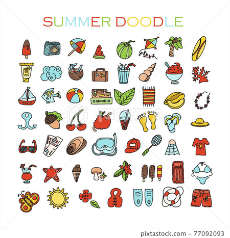 A Big vector doodle summer set. Hand draw... - Stock Illustration ...