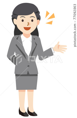 A business woman explaining with a smile while... - Stock Illustration ...