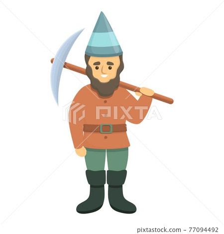 Garden gnome with pick axe icon, cartoon style - Stock Illustration ...