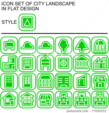 Flat design cityscape icon set 001 - Stock Illustration [77095032] - PIXTA