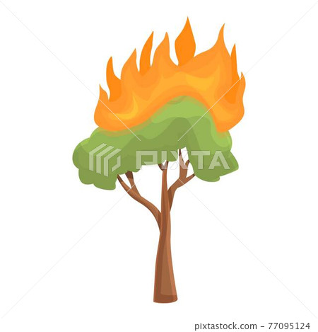 Young tree in fire icon, cartoon style - Stock Illustration [77095124 ...