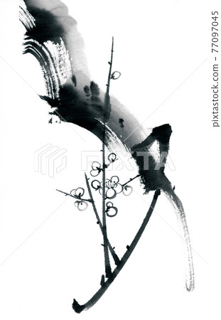 ume, ink painting, flower - Stock Illustration [77097045] - PIXTA