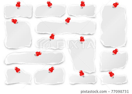 Ripped paper strips with red push pins.... - Stock Illustration ...