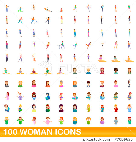 100 woman icons set, cartoon style - Stock Illustration [77099656] - PIXTA