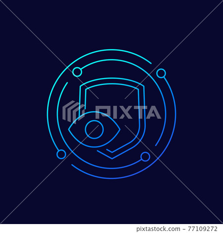 privacy, eye and shield line vector icon - Stock Illustration [77109272 ...