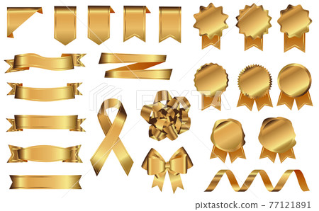 Gold medal and gold ribbon set real - Stock Illustration [77121891] - PIXTA