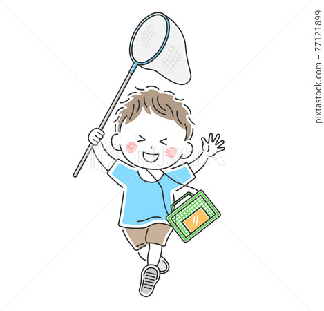 Illustration of a boy collecting insects - Stock Illustration [77121899 ...