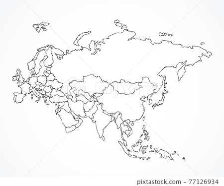 Eurasia. Continent with the contours of the... - Stock Illustration ...