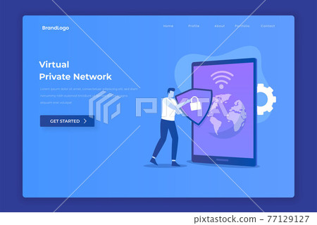 VPN illustration landing page concept.... - Stock Illustration ...