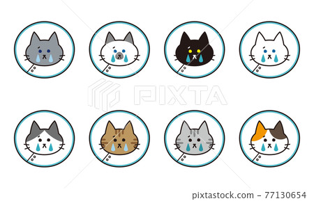 Crying face icon set of various cat breeds with... - Stock Illustration ...