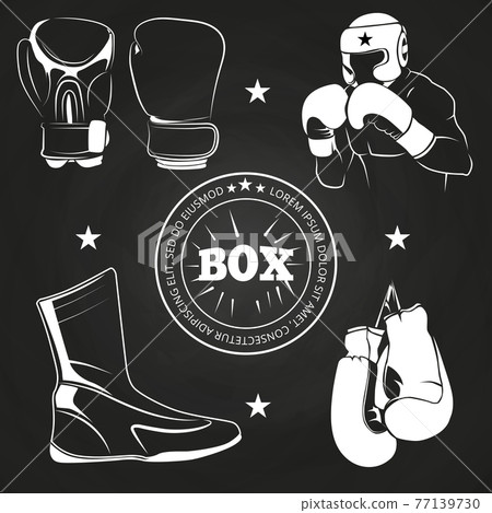 Boxing athlet and sport on chalkboard - Stock Illustration [77139730 ...