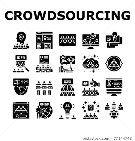 Crowdsourcing Business Collection Icons Set... - Stock Illustration ...