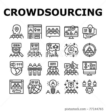Crowdsourcing Business Collection Icons Set... - Stock Illustration ...