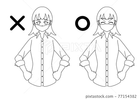How to wear a mask Female line drawing - Stock Illustration [77154382 ...
