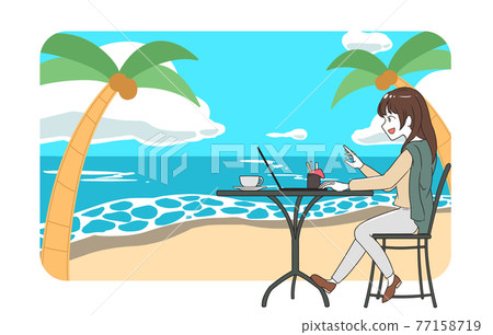 Worcation woman smile - Stock Illustration [77158719] - PIXTA