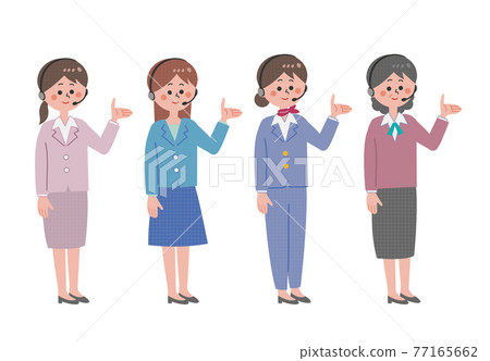 Female operators of various ages, whole body set - Stock Illustration ...