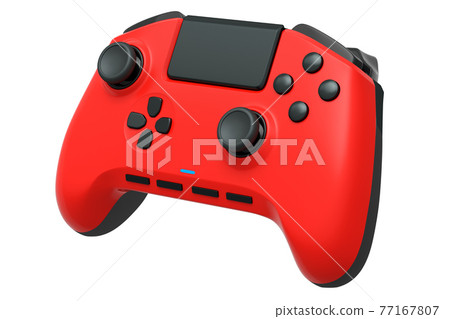 Realistic red video game controller on white... - Stock Illustration ...