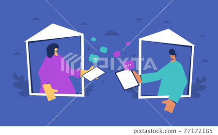 Online dating communication. Remote... - Stock Illustration [77172185 ...