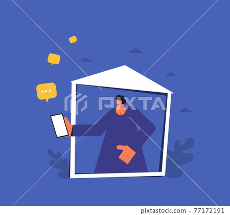 Online communication. Woman portrait with... - Stock Illustration ...