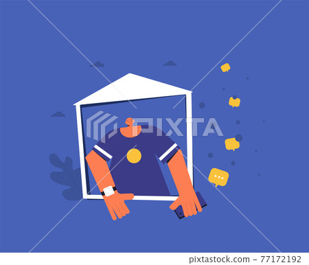 Online communication. Man portrait with frame.... - Stock Illustration ...
