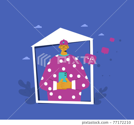 Online communication. Man portrait with frame.... - Stock Illustration ...