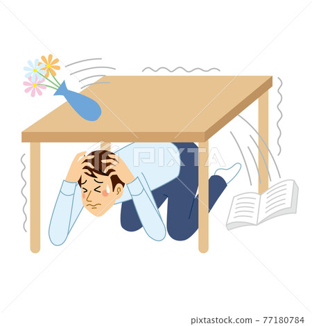 A man who is afraid of an earthquake - Stock Illustration [77180784 ...