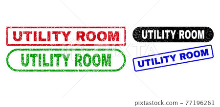 UTILITY ROOM Rectangle Stamp Seals Using Rubber... - Stock Illustration ...