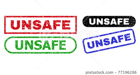 UNSAFE Rectangle Stamp Seals Using Rubber Style - Stock Illustration ...