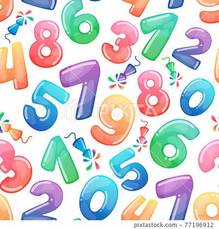 Seamless pattern with cartoon numbers and... - Stock Illustration ...