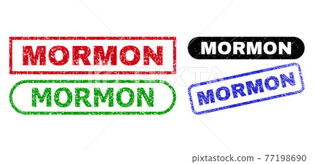 MORMON Rectangle Seals Using Scratched Style - Stock Illustration ...