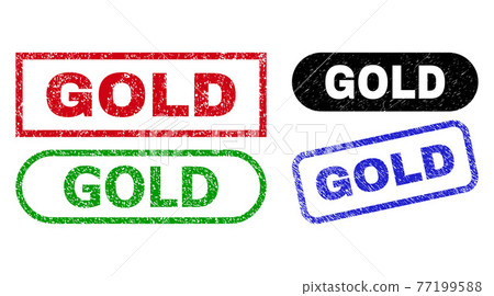 GOLD Rectangle Seals with Grunge Texture - Stock Illustration [77199588 ...