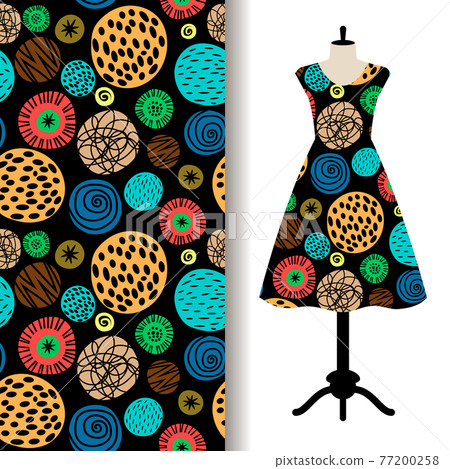 Womens dress fabric pattern with dots - Stock Illustration [77200258 ...
