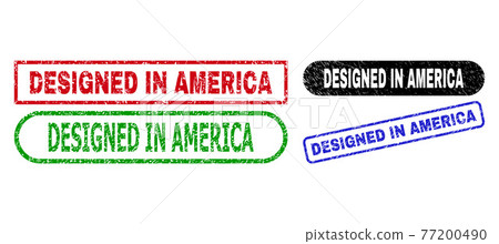 DESIGNED IN AMERICA Rectangle Watermarks Using... - Stock Illustration ...