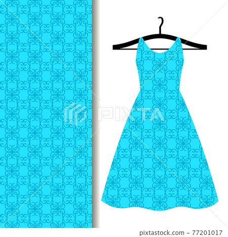 Dress fabric pattern with blue pattern - Stock Illustration [77201017 ...