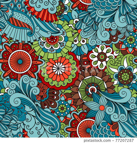 Colorful floral ethnic pattern - Stock Illustration [77207287] - PIXTA