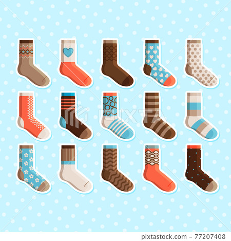 Colorful cartoon cute kids socks stickers - Stock Illustration ...