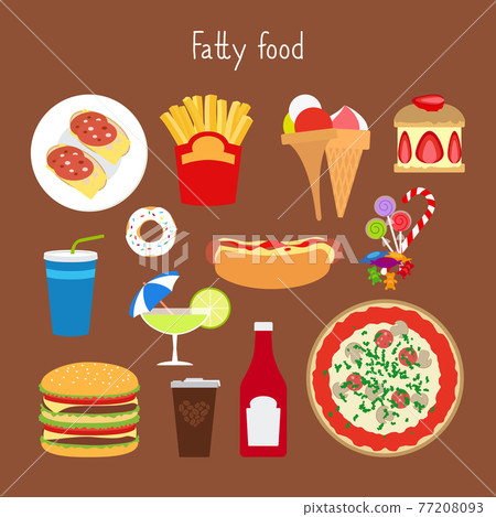 Fatty food icons - Stock Illustration [77208093] - PIXTA
