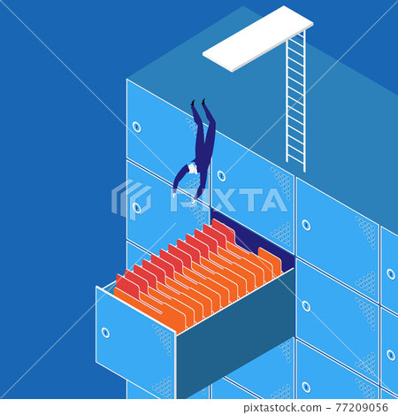 Vector illustration of businessman diving into... - Stock Illustration ...