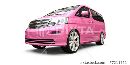 Pink small minivan for transportation of... - Stock Illustration ...
