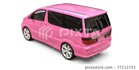 Pink small minivan for transportation of... - Stock Illustration ...