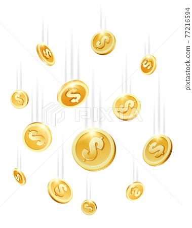 Coins drops, cartoon money shower - Stock Illustration [77216594] - PIXTA