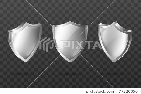 Set of glass security guard shields with silver... - Stock Illustration ...