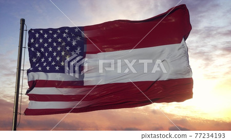 Georgia and USA flag on flagpole. USA and... - Stock Illustration ...