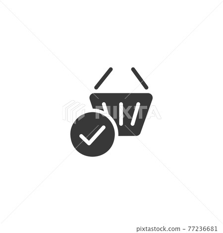Shopping basket. Check mark. Isolated icon.... - Stock Illustration ...